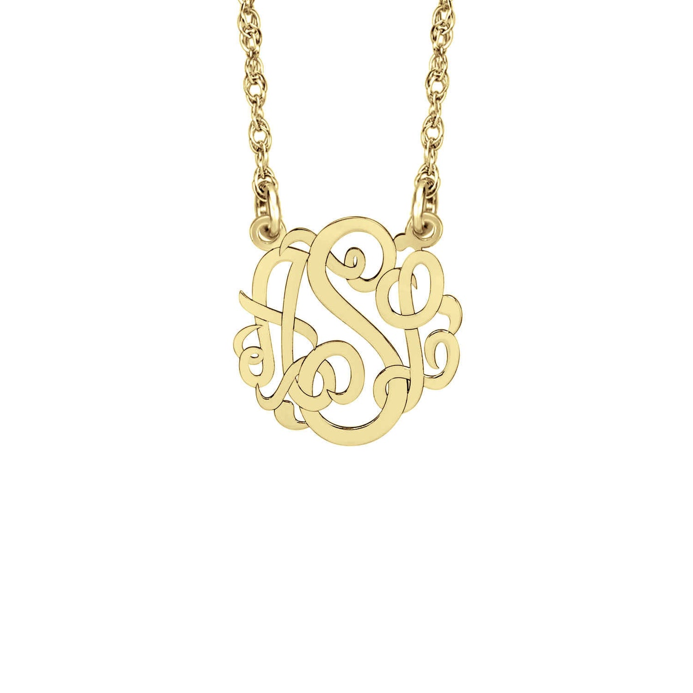 14k Solid Gold Mini Monogram Necklace Be Monogrammed